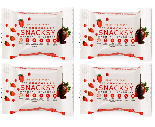 Батончик Snacksy Raw Chocolate с ягодами 4 уп по 20 г, Россия купить на ...