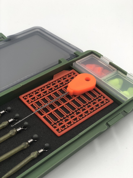 Поводочница с набором карповых монтажей KDF/ Rig Box Set ST06 готовый ...