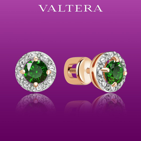 Серьги пусеты VALTERA серебро 925 золотые серебряные с камнями купить ...