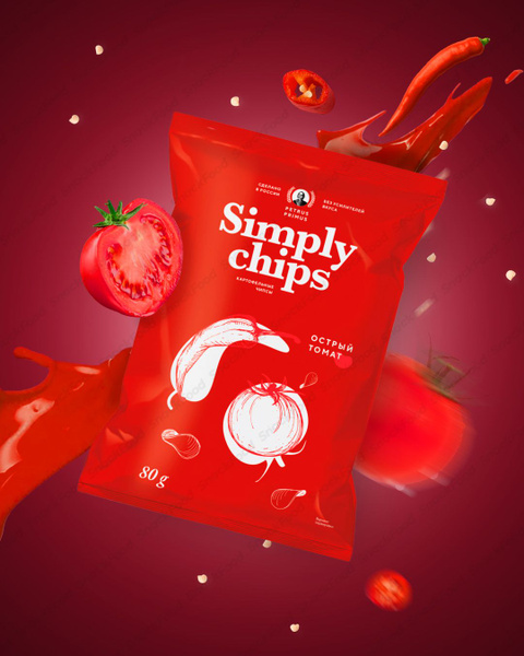 Чипсы картофельные Simply chips Острый томат, 80г - купить с доставкой ...
