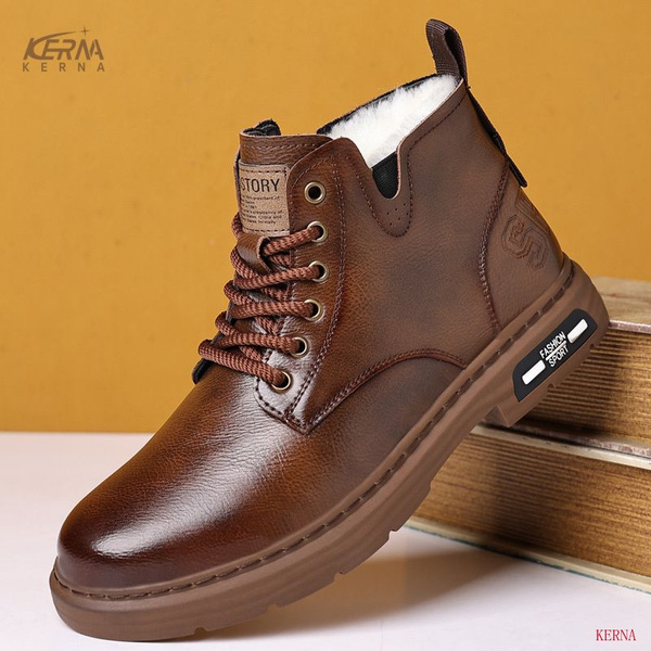 Кроссовки Мужской KERNA Натуральная кожа Бег, размер 43 R (средняя) Зима Шнурки Стандартный ...