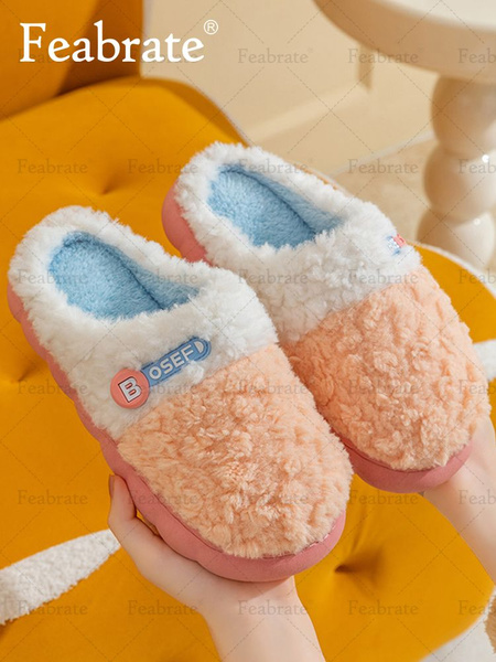 Тапочки Женский Feabrate, размер 38, 39 розовый Круглый нос, Толстая подошва Без каблука Без ...