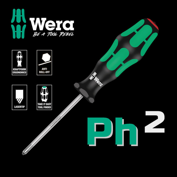 Отвёртка WERA крестовая WE-008720, PH 2 x 100 мм 350 PH купить на OZON по низкой цене (1698995656)