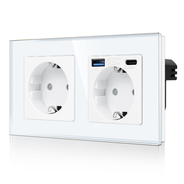2-контактная розетка с портом USB/Type-C3.1a и разъемом EU220, 1 шт ...