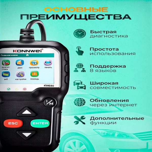 Автомобильный диагностический прибор OBD2, автосканер, бортовой ...