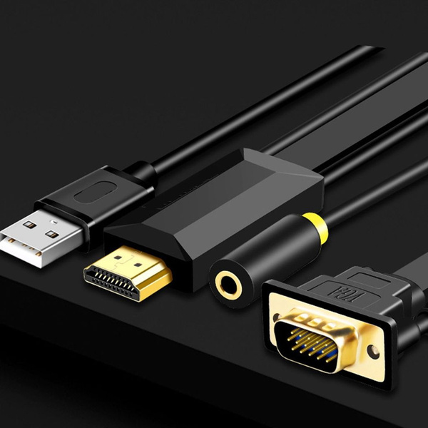 HDMI-VGA кабель с аудио, 2м купить на OZON по низкой цене (1740379554)