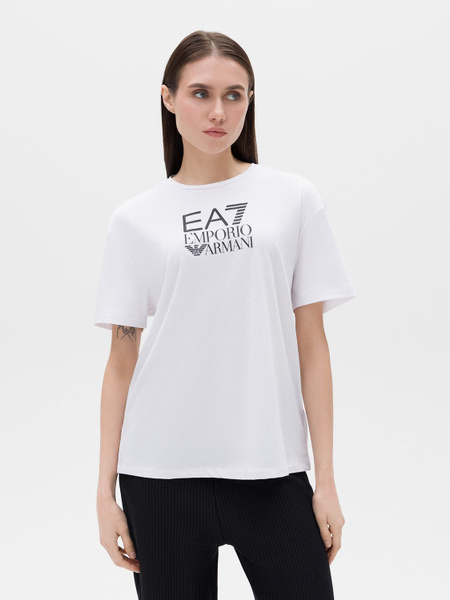 Футболка Женский EA7 белый, размер 44, 46 Полиэстер, Хлопок Повседневный Китай купить c ...