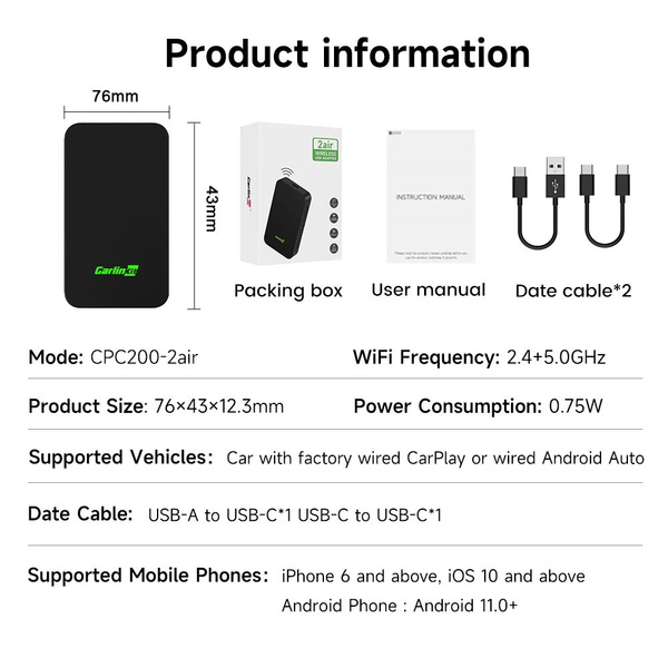 Carlink 5.0, Android Auto Wireless, Carplay Media Box Ai, Smart Motor ...