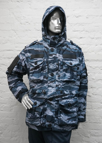 Куртка Мужской VOEN 36 Карманы синий, голубой Твил, Таслан, размер 52 Зима свободный Синтепон ...