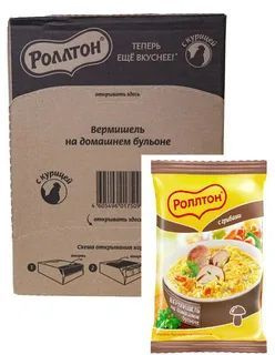 Вермишель на домашнем бульоне со вкусом грибов "Роллтон", 60г - 42 шт в ...
