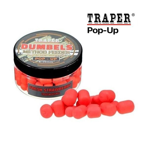 Мини бойлы Traper Dumbels Pop-Up Method Feeder 8-10 мм 30 гр - Fresh Strawberry (Клубника ...