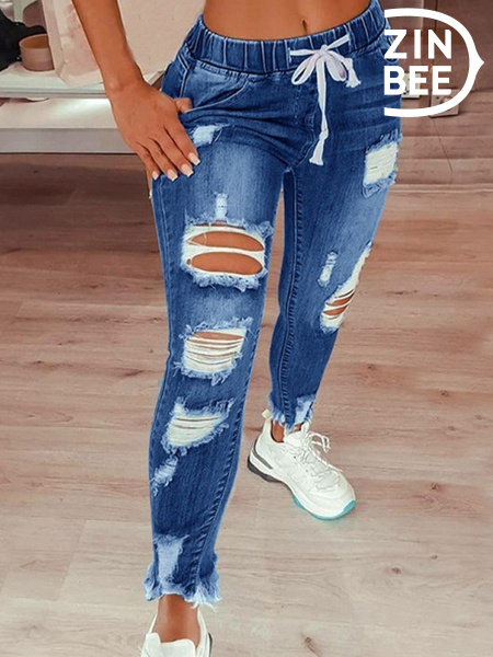 Джинсы Женский ZinBee темно-синий Деним, размер 44 Эластичная Китай На любой сезон Повседневный ...