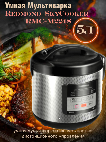 Умная мультиварка REDMOND SkyCooker RMC-M224S черный, 11 программ, 5 литров, мультиповар ...