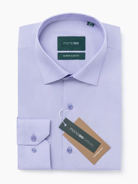 Рубашка Мужской Mondigo лавандовый Длинный Полиэстер, Хлопок Воротник Однотонный, размер 48, 50 ...