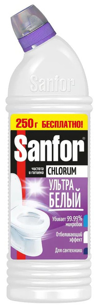Чистящее средство для туалета и ванн Sanfor Chlorum Ультра белый" 2-в-1, 1000 мл купить на OZON ...