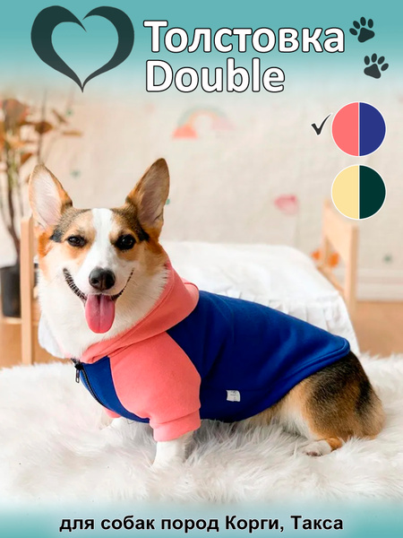 Толстовка Rexy crew "Double" для собак пород Корги, Такса, цвет сине-розовый, размер S купить на ...