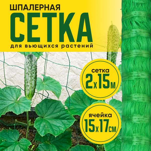 Сетка шпалерная для вьющихся растений 15 метров / опора для растений ...