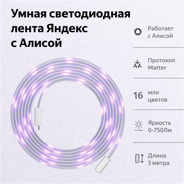 Умная светодиодная лента Яндекс с Алисой YNDX-00544 купить на OZON по низкой цене (1847050473)