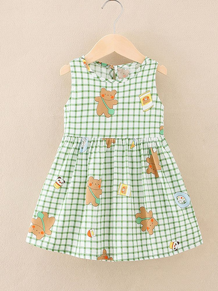 Платье Девочки BCATON умеренно зеленый Повседневный Хлопок, размер 120 облегающий Миди купить c ...