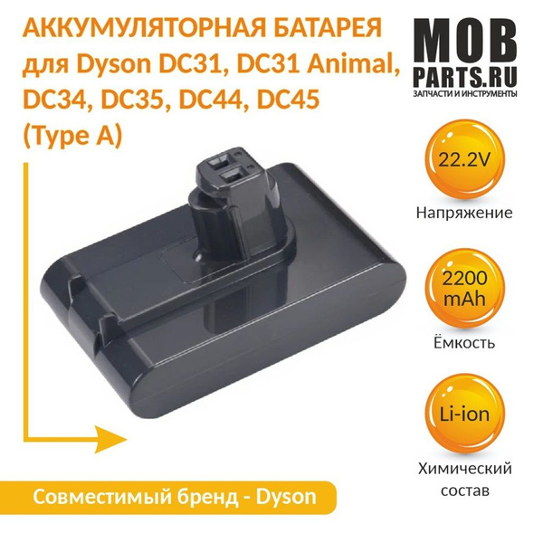 Аккумулятор для пылесоса Dyson DC45, DC31, DC34, DC35, DC30, DC44, DC56 ...