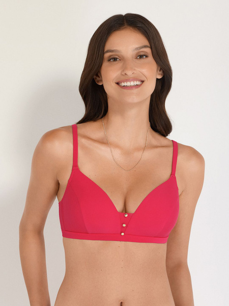 Лиф купальный Женский Palmetta формованная чашка без каркаса красный, размер 80C Россия Бусины ...