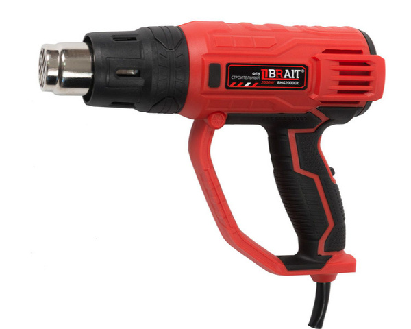 Фен строительный BRAIT BHG2000ER, мощность 2000 Вт, мах.температура, кейс, 600 град, 3 скорости ...