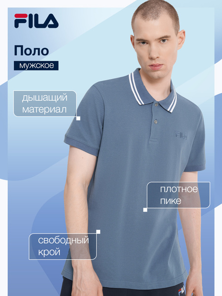 Поло Мужской Fila синий, размер 44, 46 Хлопок Повседневный Бангладеш купить c доставкой на OZON ...