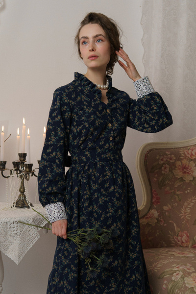 Платье Женский Cher-Neva синий, синий космос Вечерний/праздничный Длинный Хлопок Кружево, размер ...