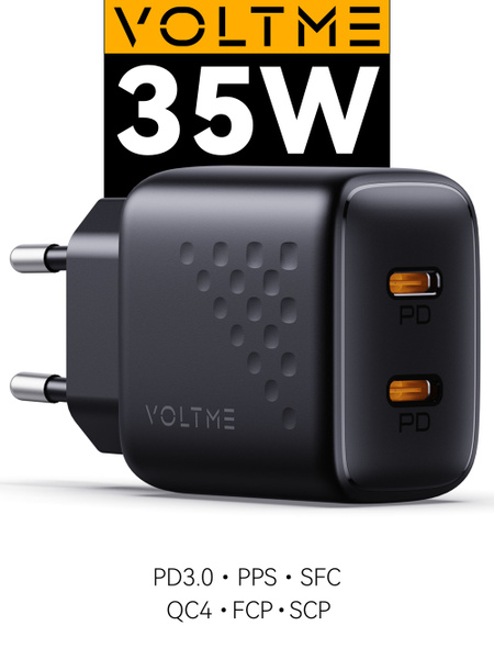 Сетевое зарядное устройство VOLTME Revo 30 Duo CA_2_USB Type-C, 35 Вт, USB Type-C, GaN, Power ...