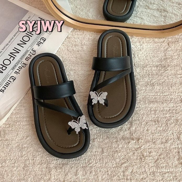 Босоножки Женский SYJWY Без каблука Искусственная кожа, размер 38, 39 Лето Без застёжки Бусины ...