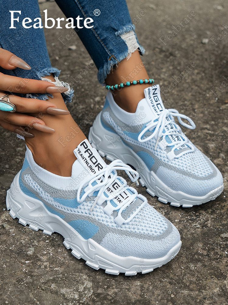Кроссовки Женский Feabrate Сетчатая ткань Бег, размер 36 R (средняя) Лето Шнурки купить c ...