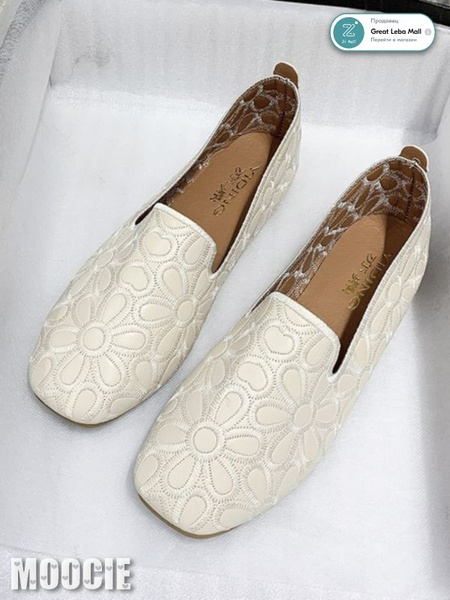 Мокасины Женский MOOCIE бежевый лайт, размер 41 Без застёжки На любой сезон Круглый нос, Тонкая ...