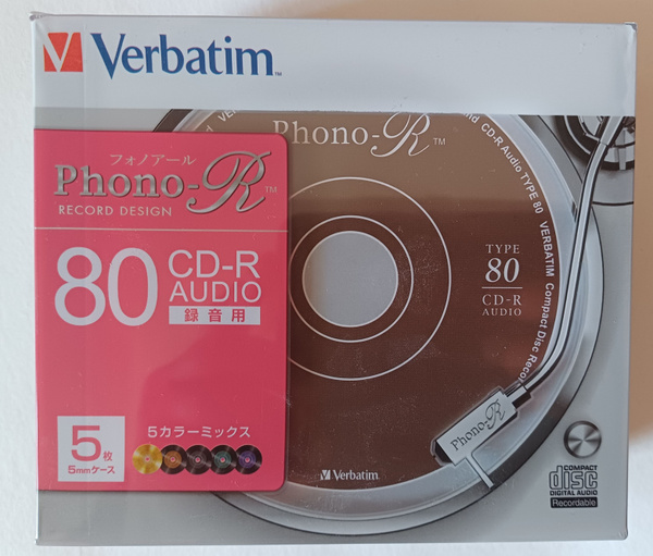 Диски специализированные для записи аудио Verbatim Phono-R 80 CD-R Audio (80 минут), 5 шт. в ...