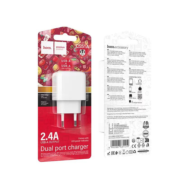 Сетевое зарядное устройство hoco CS54A, 20 Вт, USB Type-C, USB 3.0 Type ...