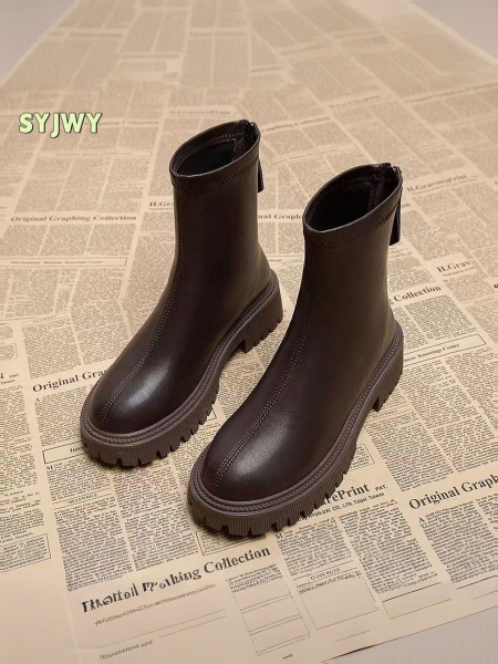 Полусапоги Женский SYJYW, размер 40 коричневый мрамор На любой сезон Толстый каблук купить c ...