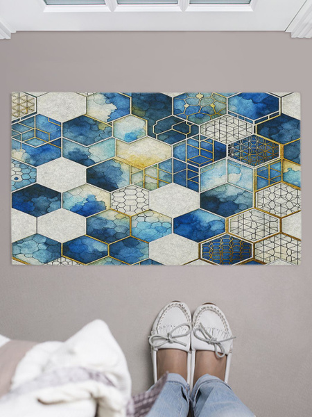 Коврик придверный JoyArty листва, сухоцветы, треугольники, эвкалипт, листья, ветки, композиция ...