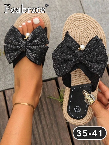 Шлепанцы Женский Feabrate, размер 38 Текстиль Круглый нос, Маломерит T (узкая) Без застёжки Лето ...