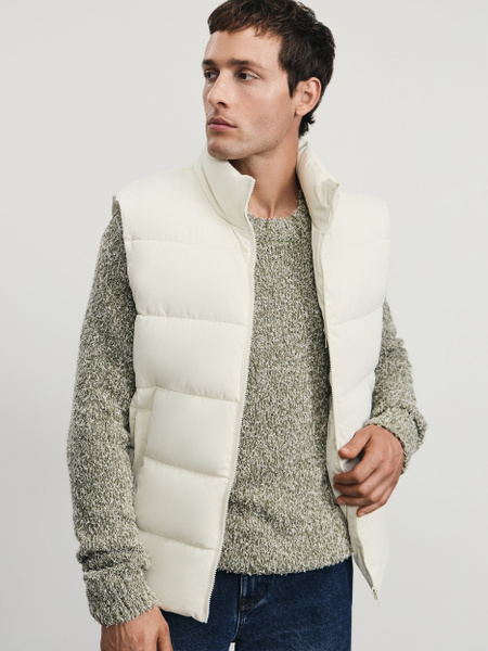 Жилет утепленный Мужской Zarina Карманы слоновая кость, размер 52 Полиэстер Синтепух Молния ...