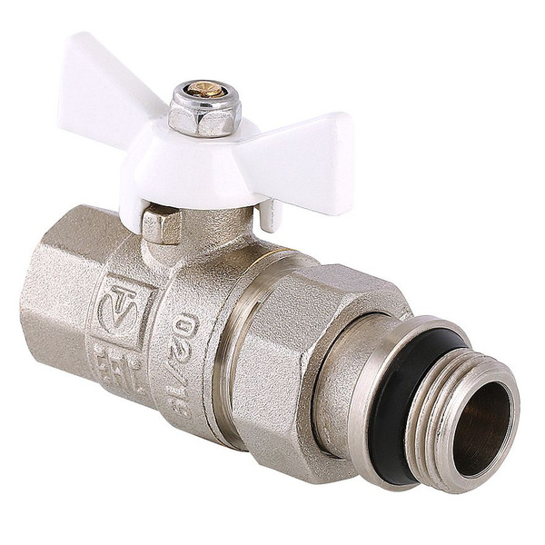 Кран с американкой 3/4"ВН VALTEC BASE белая бабочка, с доп. уплотнением, VT.227.NRW.05 - купить ...