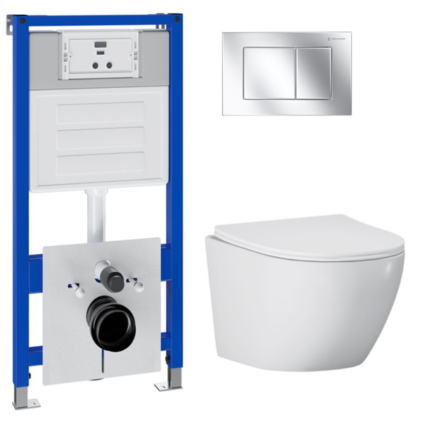 Инсталляция с подвесным унитазом Helmken комплект 4 в 1: подвесной безободковый унитаз, сиденье ...