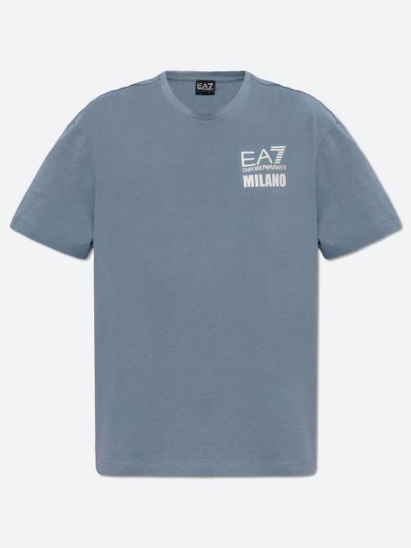 Футболка EA7, размер 44, 46, цвет темно-зеленый, светло-серый, хлопок 100% - купить по выгодной ...