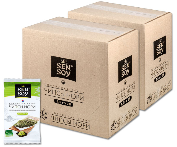 Острые морские чипсы из водорослей Нори SenSoy Васаби 4,5 г, 36 шт. - купить с доставкой по ...