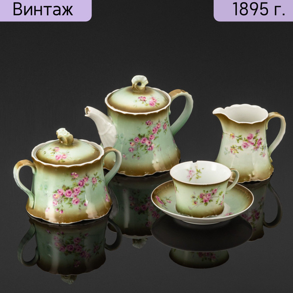 Набор чайный на одну персону, фарфор, деколь, золочение, Фарфоровая фабрика Гарднера, 1880-1910 ...