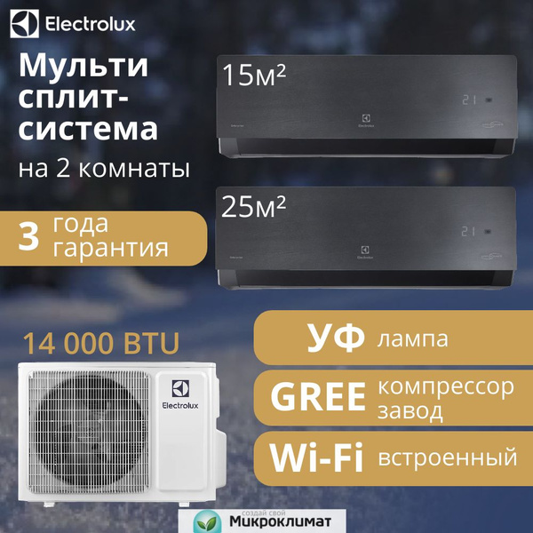 Характеристики Черная инверторная мульти сплит-система Electrolux ...
