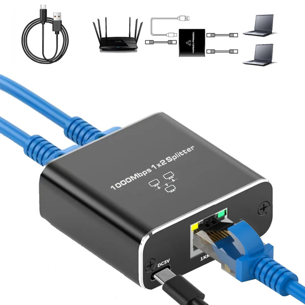 Сетевой разветвитель 1000 Мбит/с RJ45 для интернет кабеля CAT6 на 2 ...