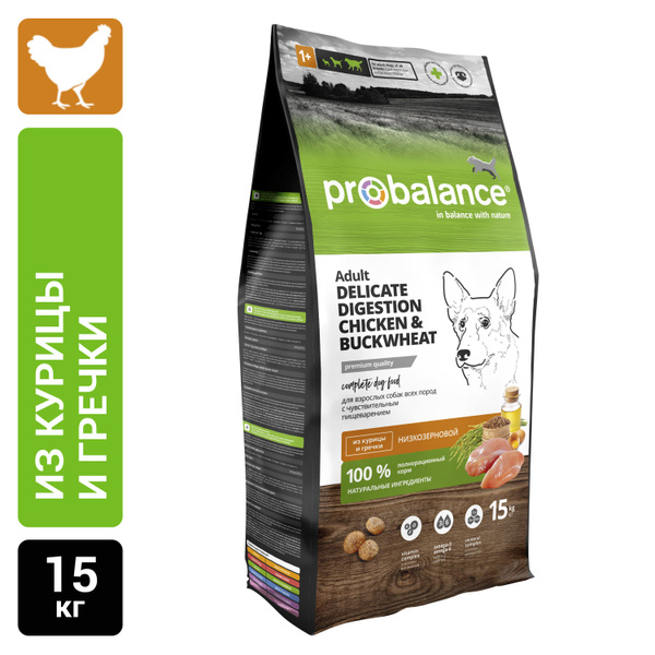 Корм сухой для собак с курицей и гречкой Probalance Adult Delicate ...