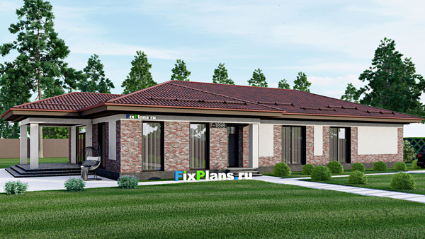 Проект дома. Одноэтажный. Площадь 245.33 м2 F0 - 1898 - купить с доставкой по выгодным ценам в ...