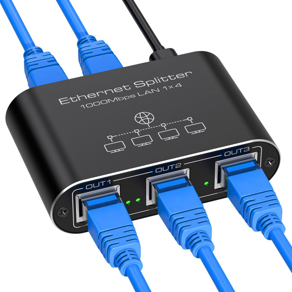 Сетевой разветвитель 1000 Мбит/с RJ45 для интернет кабеля CAT6 1на 4 ...