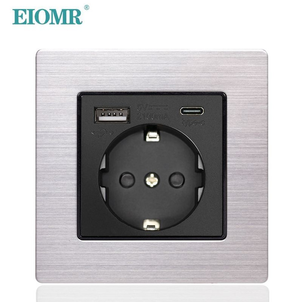 Eiomr настенная Usb Typc C розетка 5 В 2 1 А ЕС электрическая розетка 16 А Typc C и Usb порт