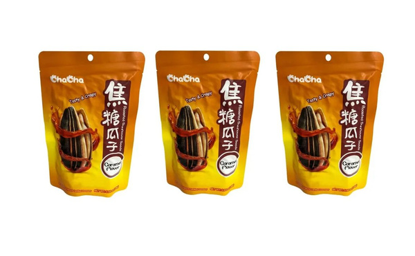 3 пачки жареных семечек подсолнечника ChaCha Caramel со вкусом карамель ...